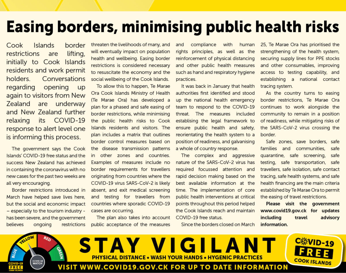 Easing borders and minimising public health risks – Te Marae Ora Cook ...